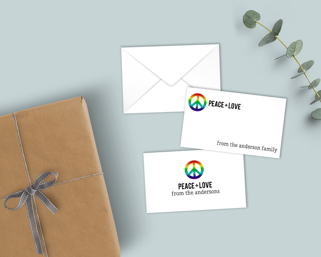 Personalized Calling Card | Rainbow Peace Sign Gift Enclosure Notes ...