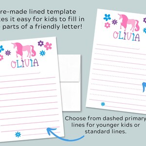 Personalized Unicorn Lined Letter Writing Paper for Kids | Unicorns and ...
