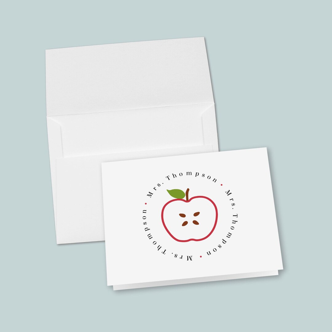 Personalized Teacher Notecards: Red Apple Stationery Gift - Etsy
