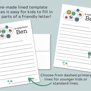 Personalized Lined Letter Writing Paper for Kids | Outer Space, Planets ...