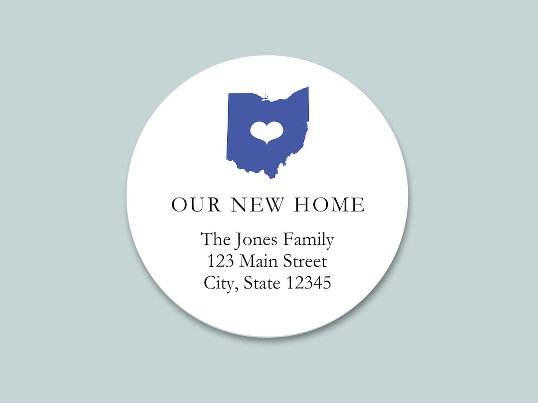 Personalized New Address Sticker | Home Sweet Home State Round Address ...