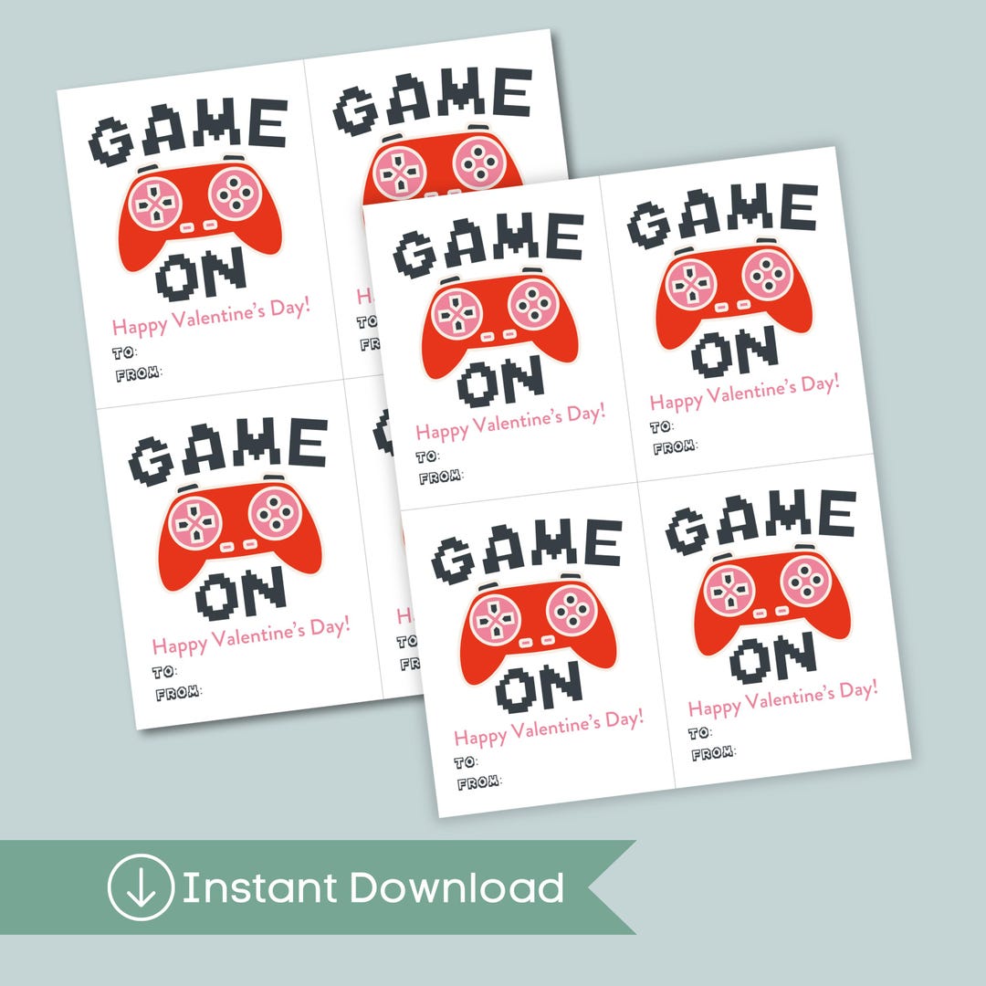 Video Game Valentine Cards for Kids - Printable Classroom Valentines ...