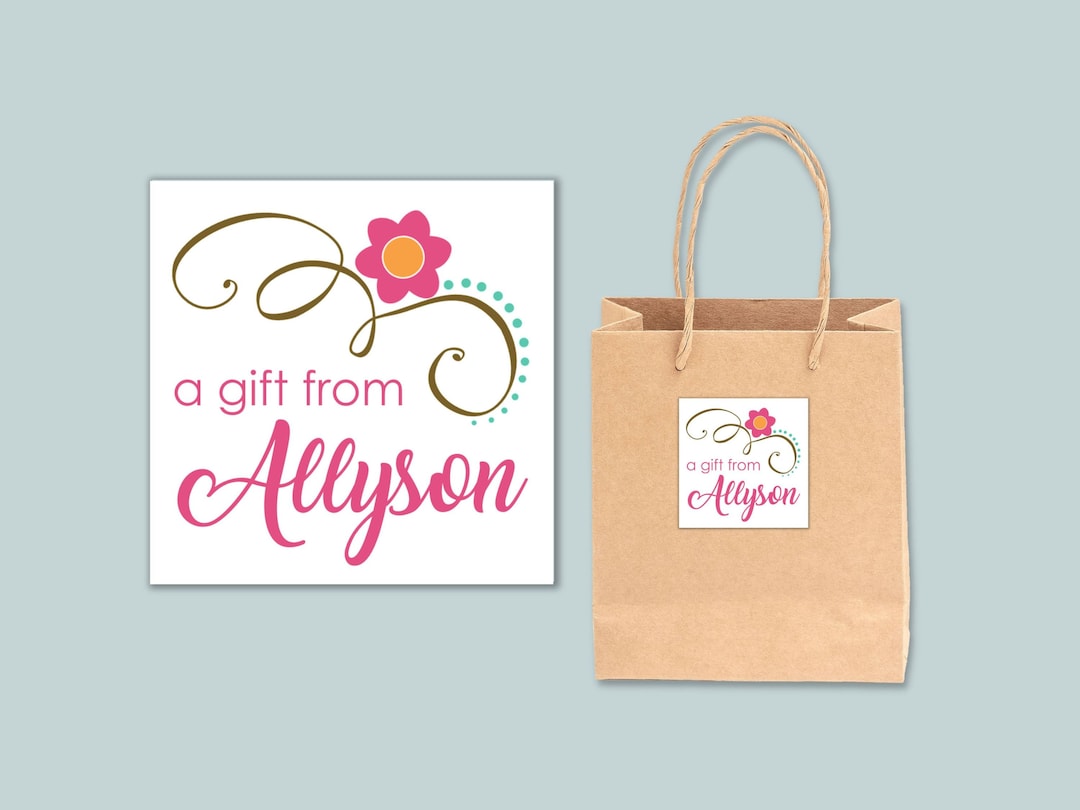 Personalized Gift Stickers | Flower Doodle Custom Gift Label ...