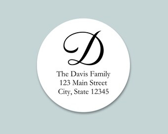 Return Address Labels, Personalized Round Address Stickers, Flower ...