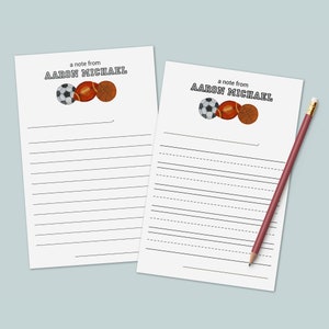 Personalized Lined Letter Writing Paper for Kids | Sports Stationery ...