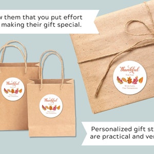 Personalized Round Gift Stickers for Thanksgiving | Thankful Fall ...
