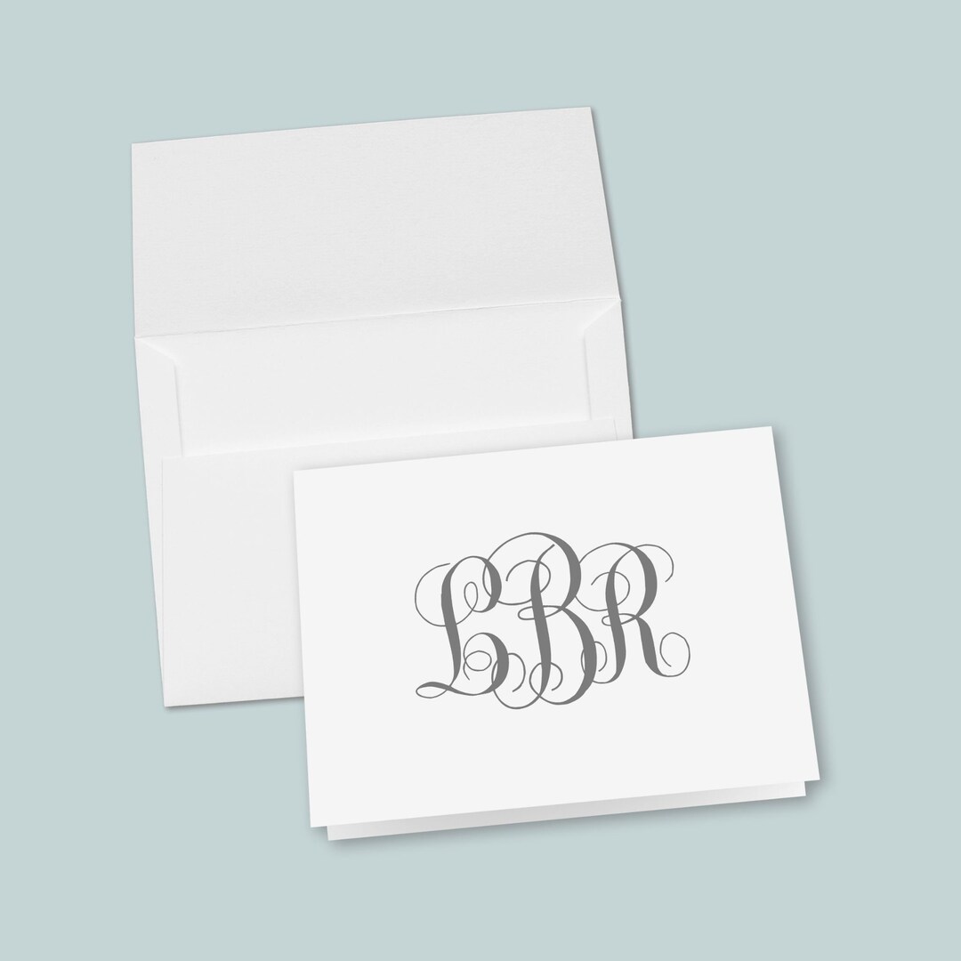 Personalized Folded Note Cards | Interlocking Monogram Custom ...