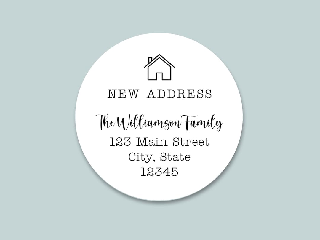 Personalized New Address Sticker | New House Modern Calligraphy Round ...