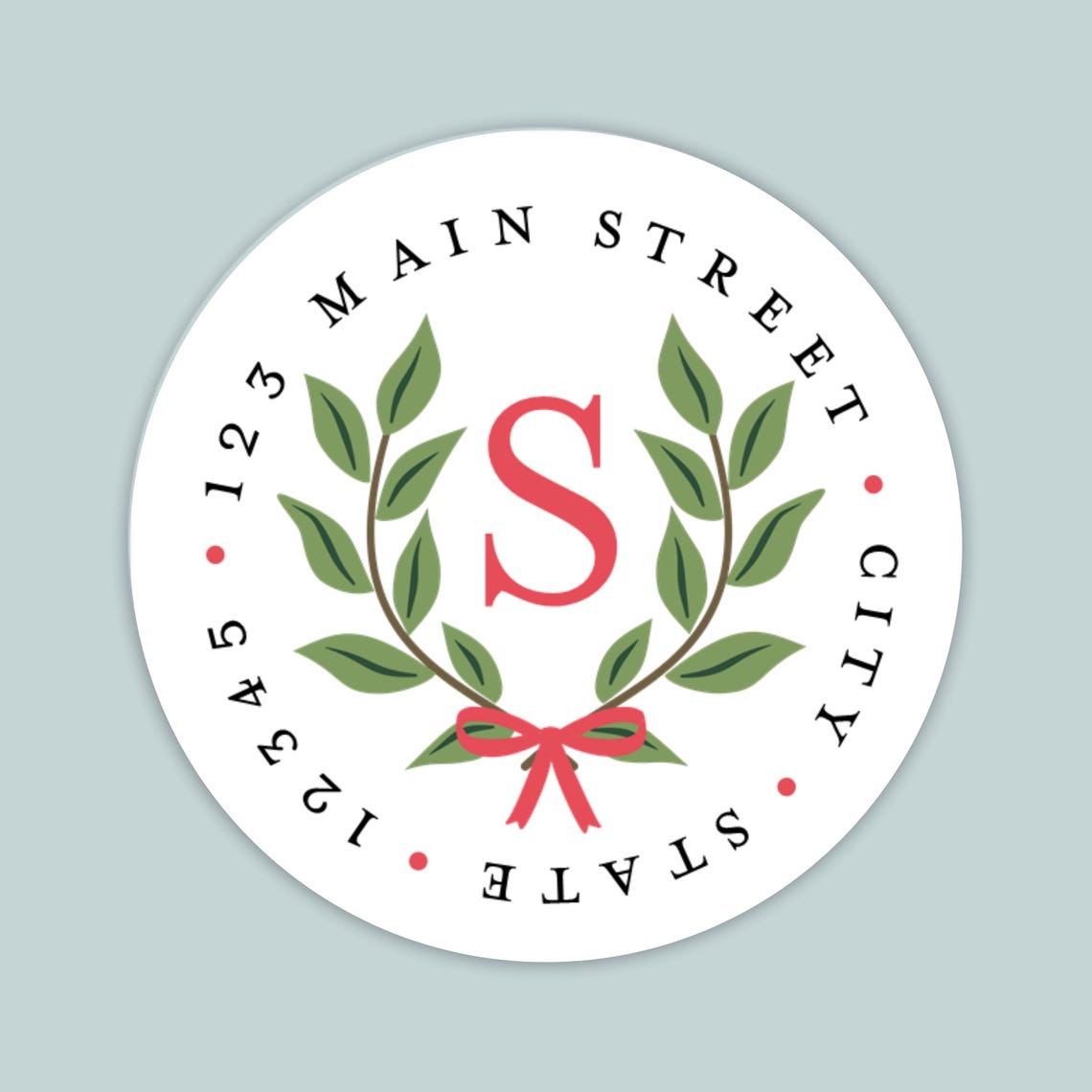 Personalized Christmas Laurel Wreath Round Address Labels - Etsy