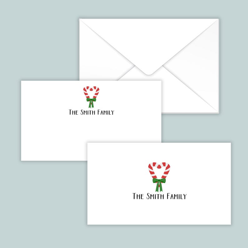 Personalized Candy Cane Heart Gift Enclosure Cards With Mini-envelopes ...