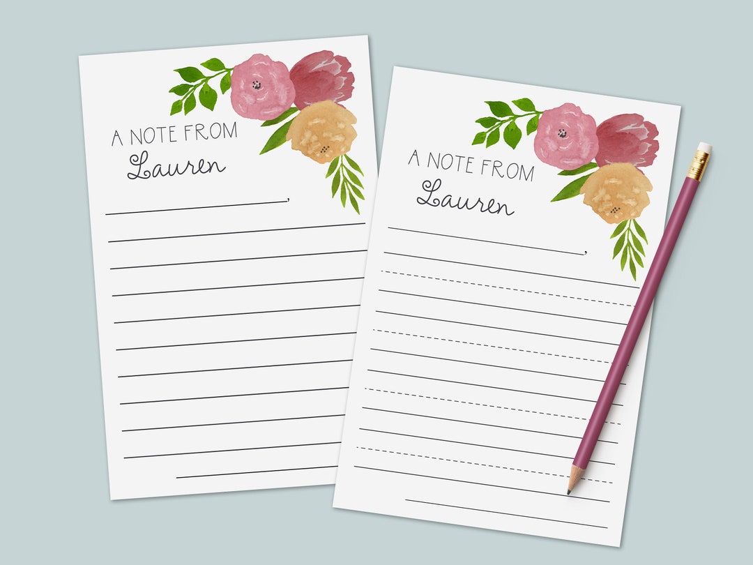 Personalized Lined Letter Writing Paper for Kids Watercolor - Etsy