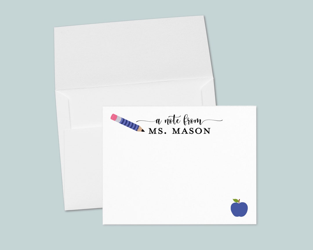 Personalized Teacher Appreciation Notecards | Pencil and Apple Notes ...