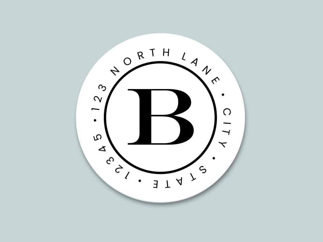 Personalized Round Return Address Label | Block Initial Round Address ...