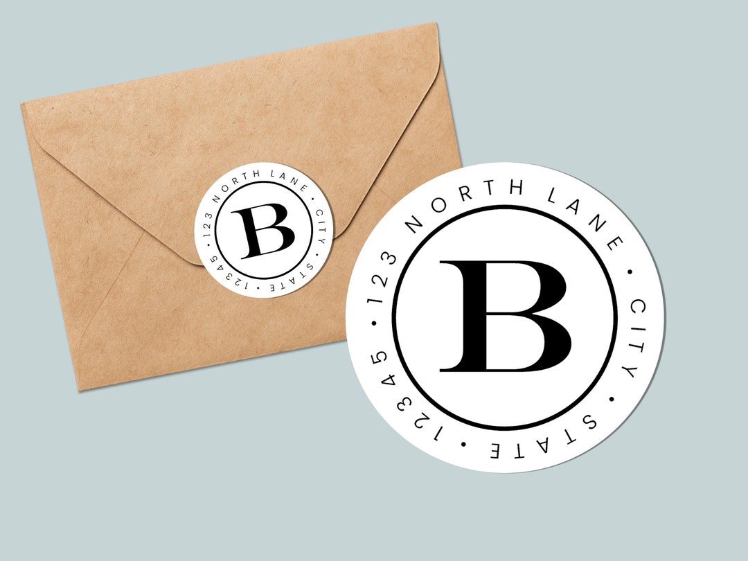 Personalized Round Return Address Label Block Initial Round - Etsy
