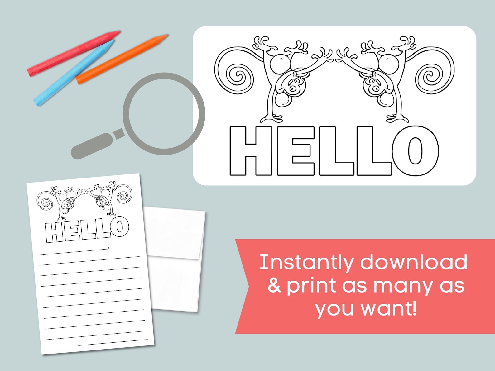 Printable Coloring Pages Monkeys Print From Home Lined Coloring Page ...