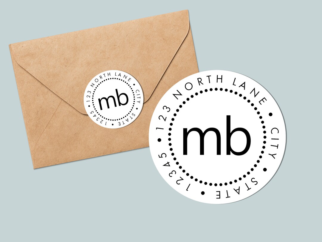 Personalized Round Return Address Label Modern Initials - Etsy