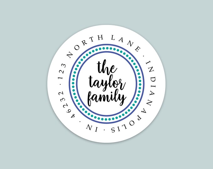 Family Return Address Label Sticker Round 2 Inch Circle Script ...