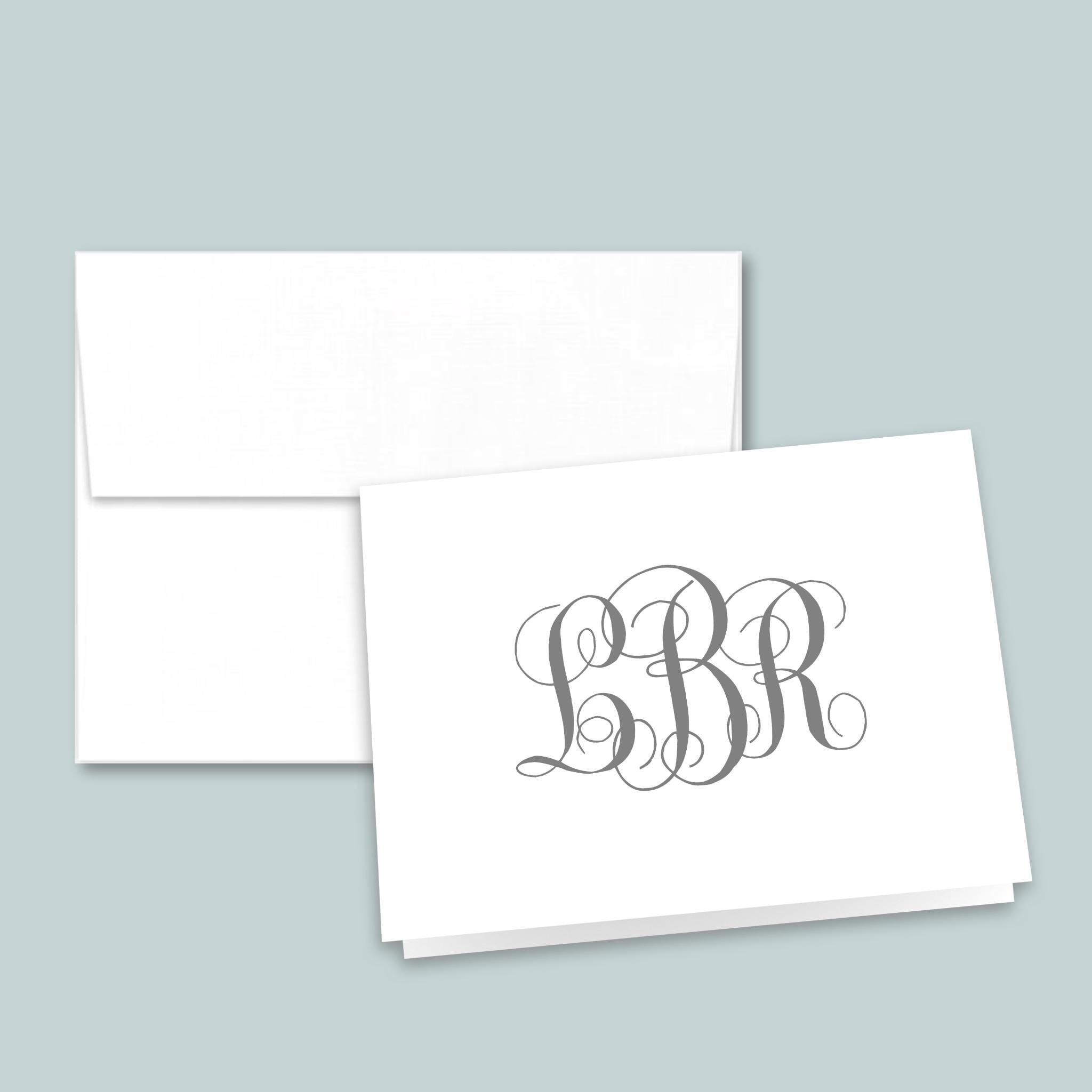 Personalized Folded Note Cards | Interlocking Monogram Custom ...