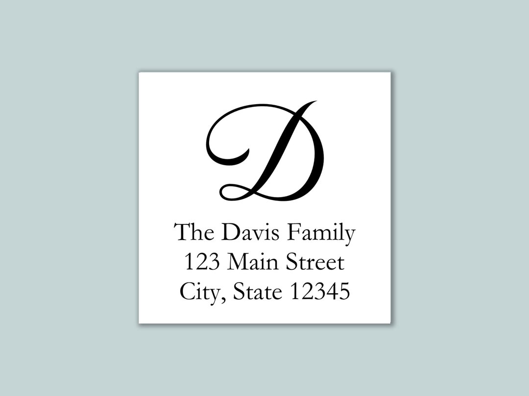 Personalized Return Address Label | Script Initial Square Address ...