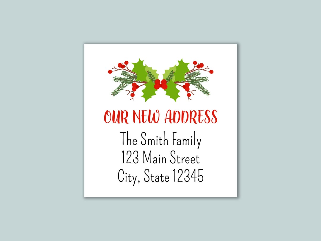 Personalized New Address Sticker | Christmas Holly Sticker | Holiday We ...