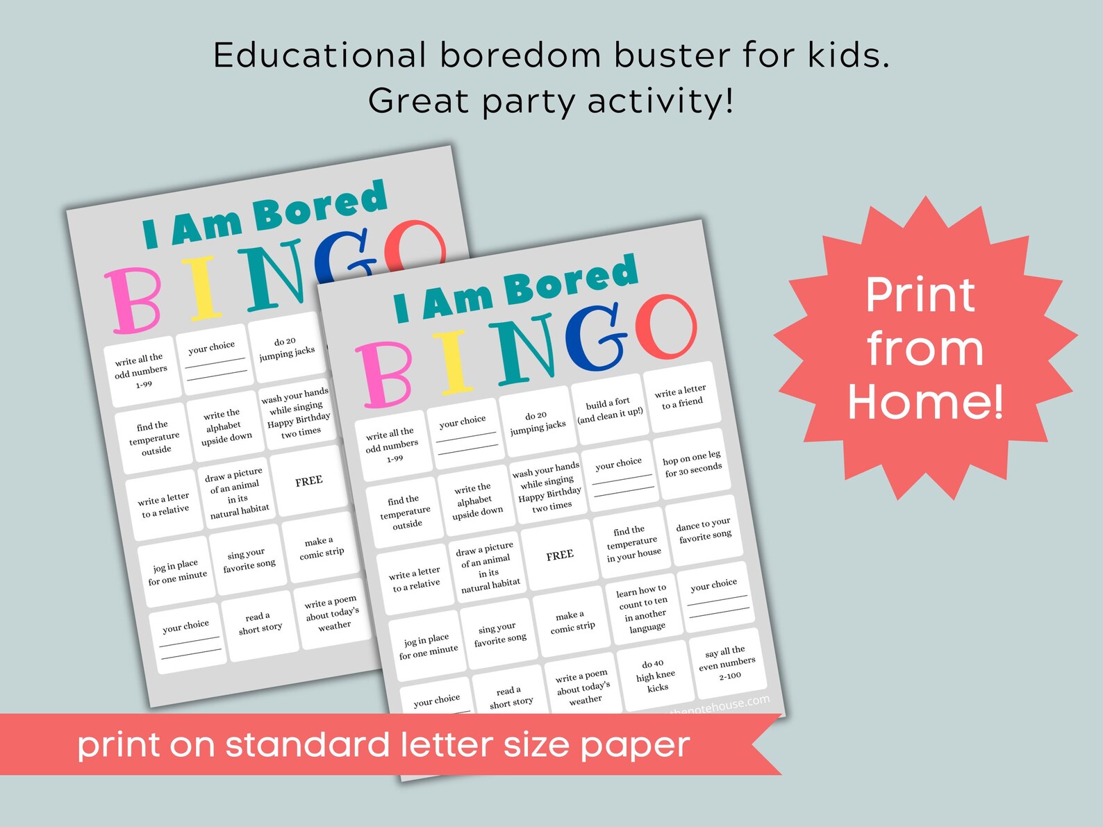I'm Bored Bingo for Kids: Printable Educational Game (digital Download ...