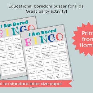 Print From Home Bingo for Kids | INSTANT DOWNLOAD | I'm Bored Bingo for ...