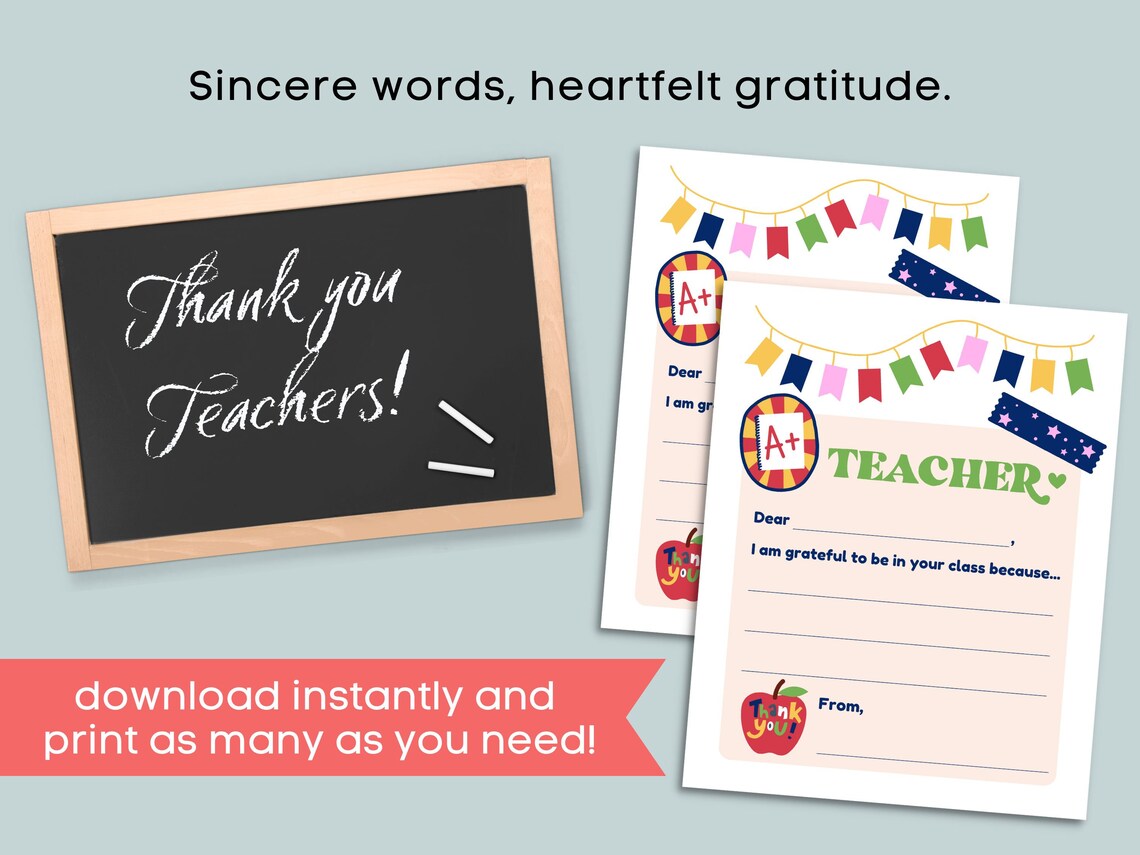 Printable Teacher Appreciation Letter End of Year Teacher - Etsy