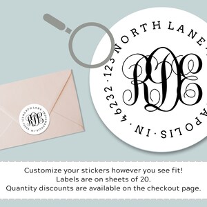 Personalized Round Return Address Label | Classic Monogram Round ...