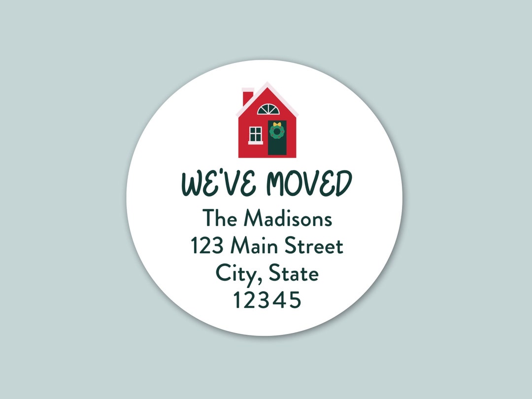 Personalized New Address Sticker Holiday Home Round Address Label We ...