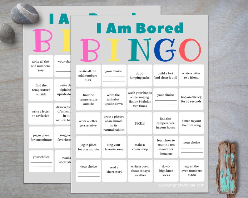 I'm Bored Bingo for Kids Printable Instant Download | Etsy
