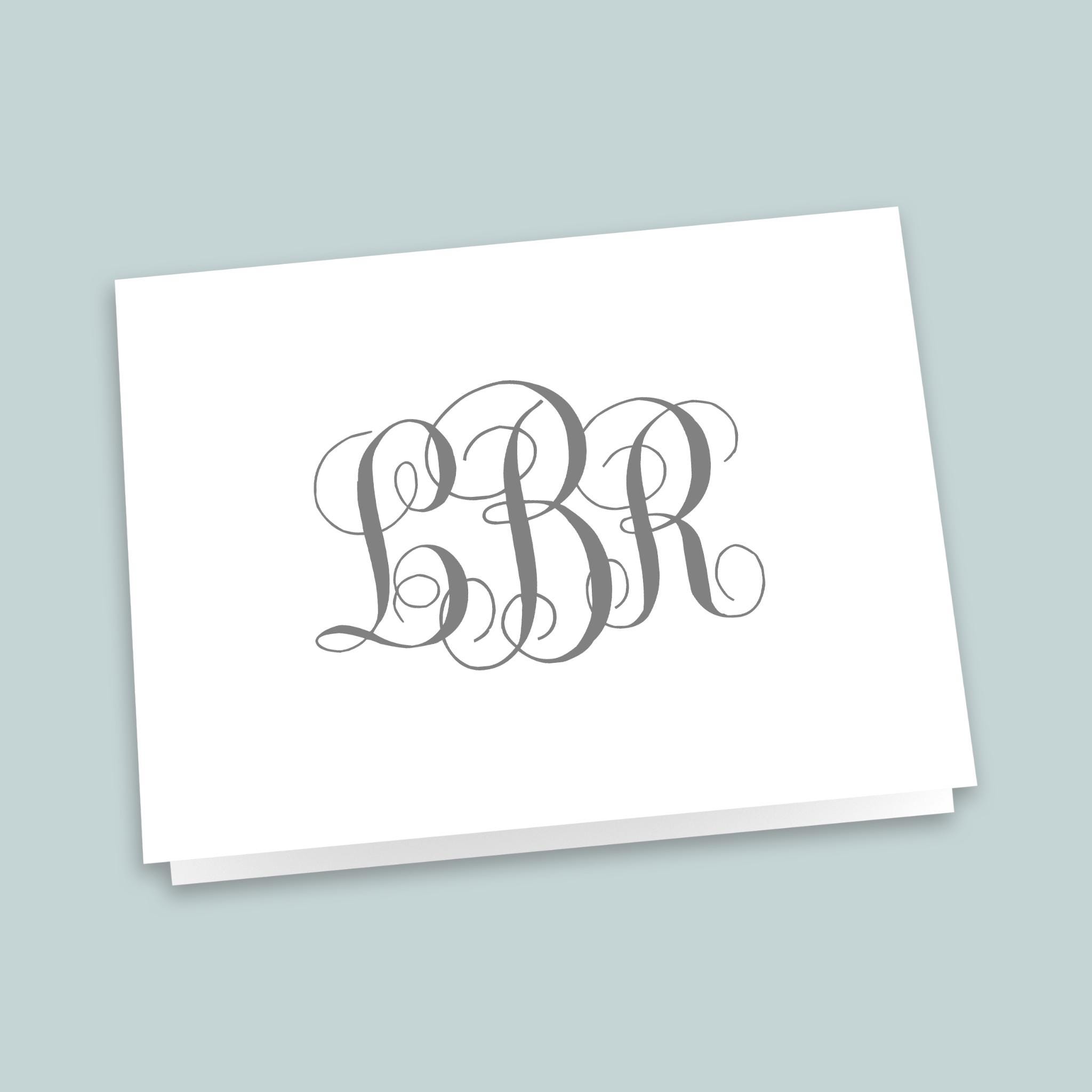 Personalized Folded Note Cards | Interlocking Monogram Custom ...
