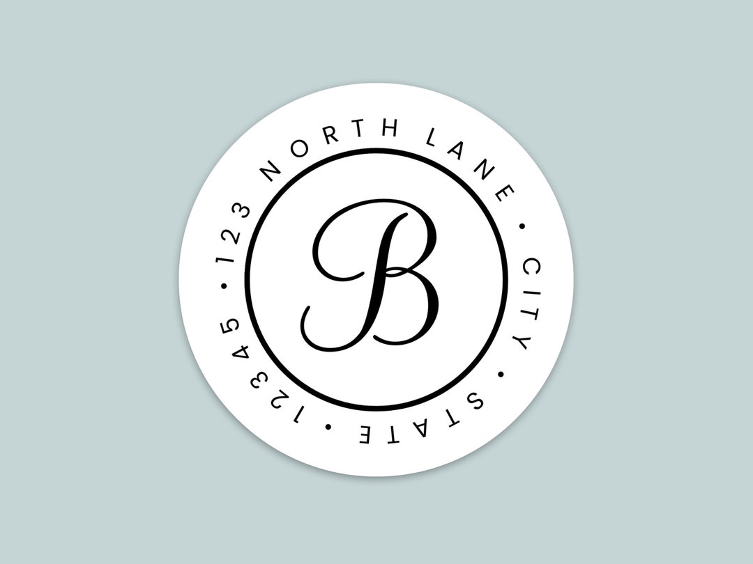 Personalized Round Return Address Label | Script Initial Round Address ...