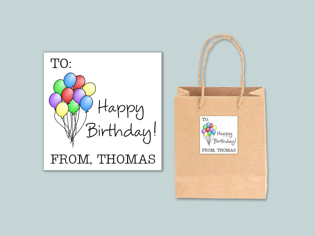 Personalized Gift Stickers for Birthdays | Bright Birthday Balloons ...