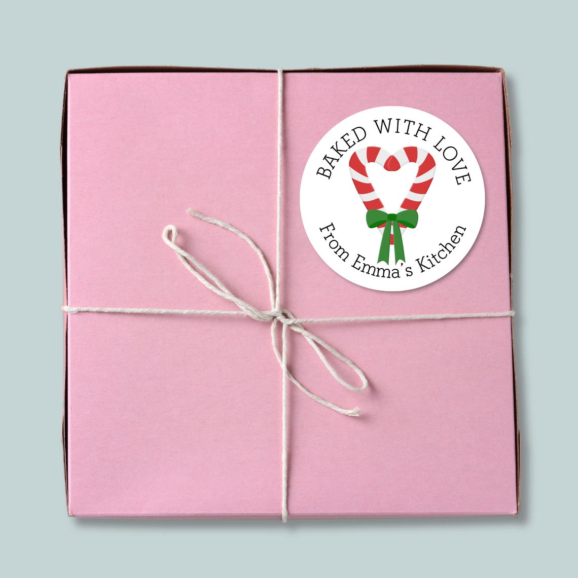 Candy Cane Heart Stickers: Personalized Holiday Baking Gift Labels - Etsy