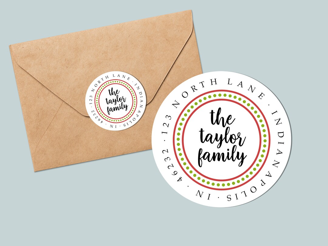 Personalized Round Return Address Label Dotty Red Round - Etsy