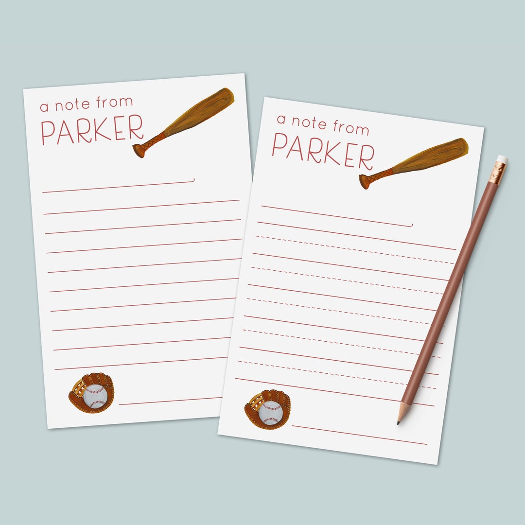 Personalized Lined Letter Writing Paper for Kids | Baseball Stationery ...