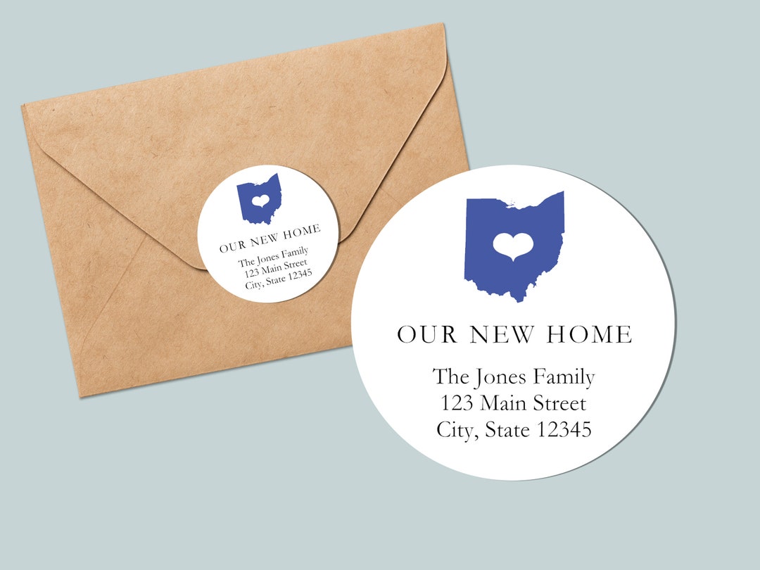 Personalized New Address Sticker Home Sweet Home State Round - Etsy