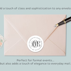 Personalized Round Return Address Label | Classic Monogram Round ...