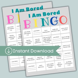 Print From Home Bingo for Kids | INSTANT DOWNLOAD | I'm Bored Bingo for ...