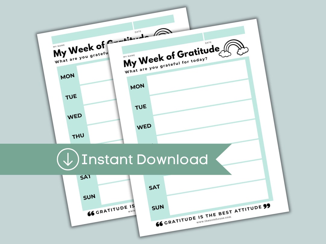 Printable Weekly Gratitude Journal for Kids | Kids Printable Gratitude ...