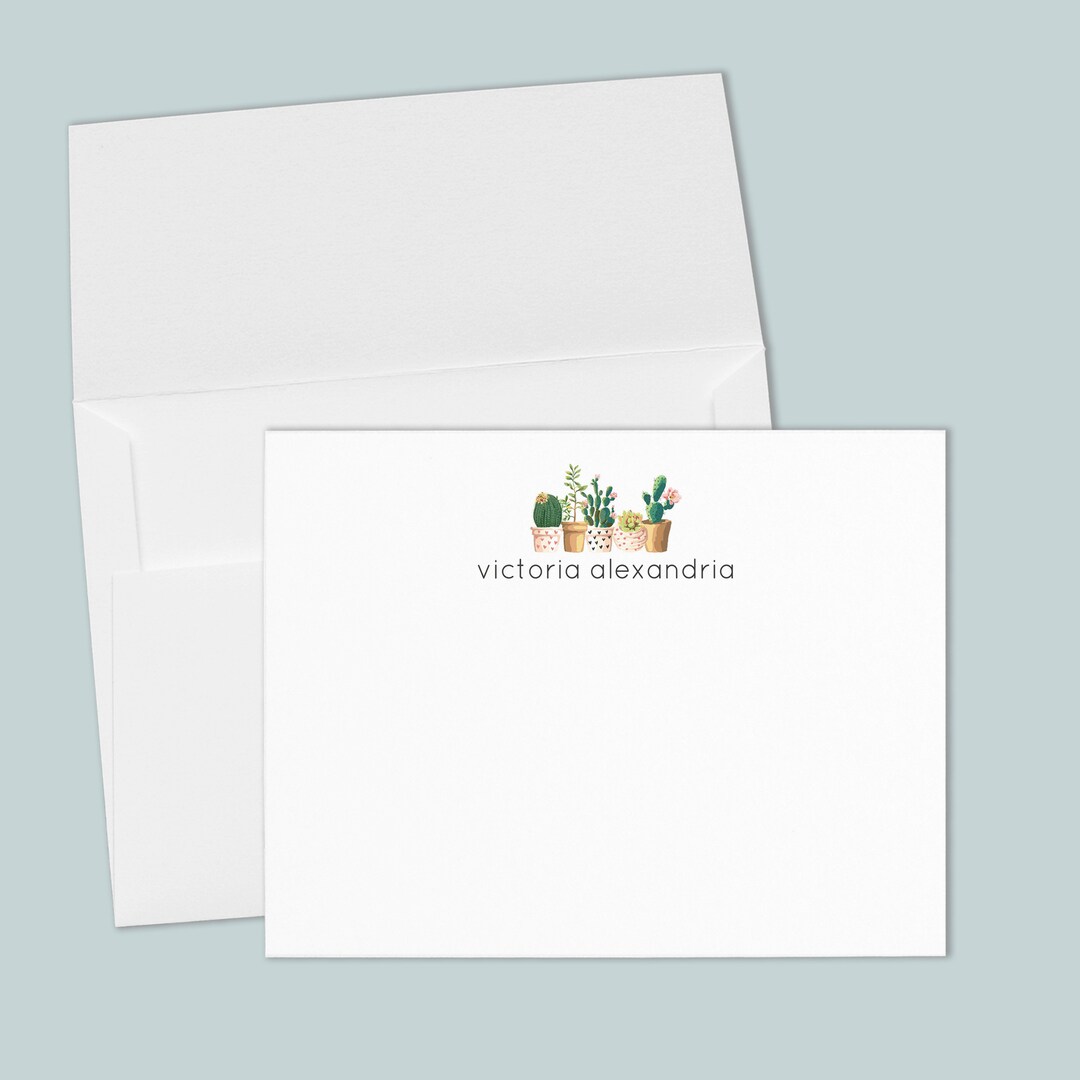 Personalized Stationery Notes Cards Succulent Plants | Succulents ...