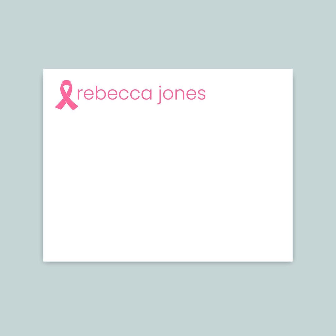 Personalized Pink Ribbon Note Cards: Breast Cancer Awareness Stationery ...