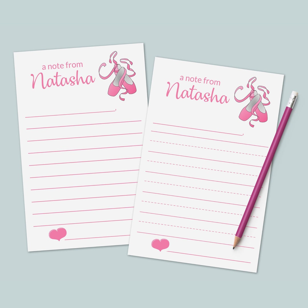 Personalized Lined Letter Writing Paper for Kids | Ballerina Stationery ...