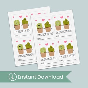 Printable Valentine's Day Cards for Kids | Instant Download | Cactus ...