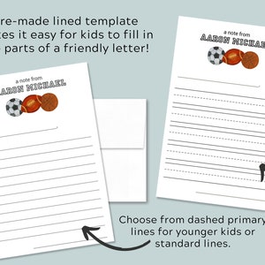 Personalized Lined Letter Writing Paper for Kids | Sports Stationery ...