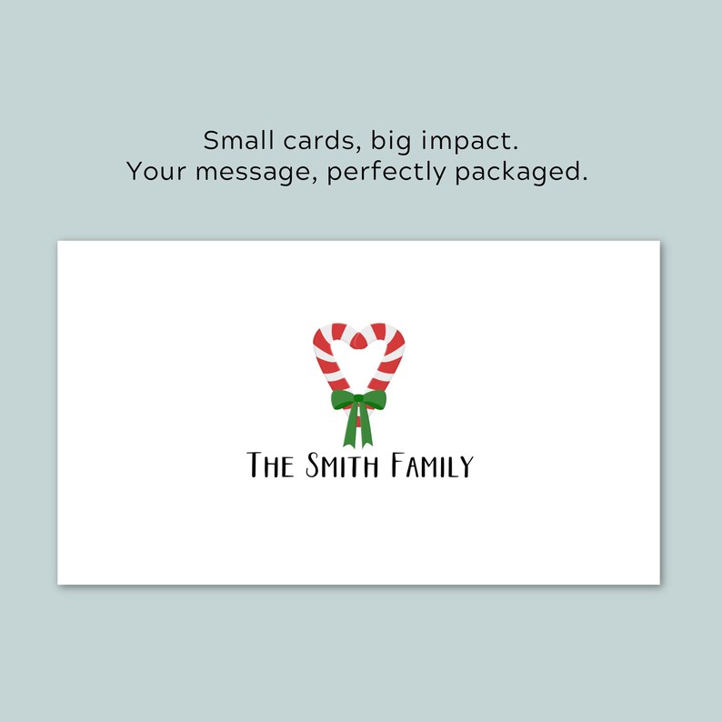Personalized Candy Cane Heart Gift Enclosure Cards With Mini-envelopes ...