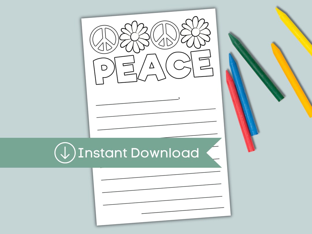 Printable Coloring Pages Peace Sign and Daisies | Print From Home Lined ...