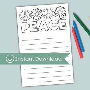 Printable Coloring Pages Peace Sign and Daisies | Print From Home Lined ...