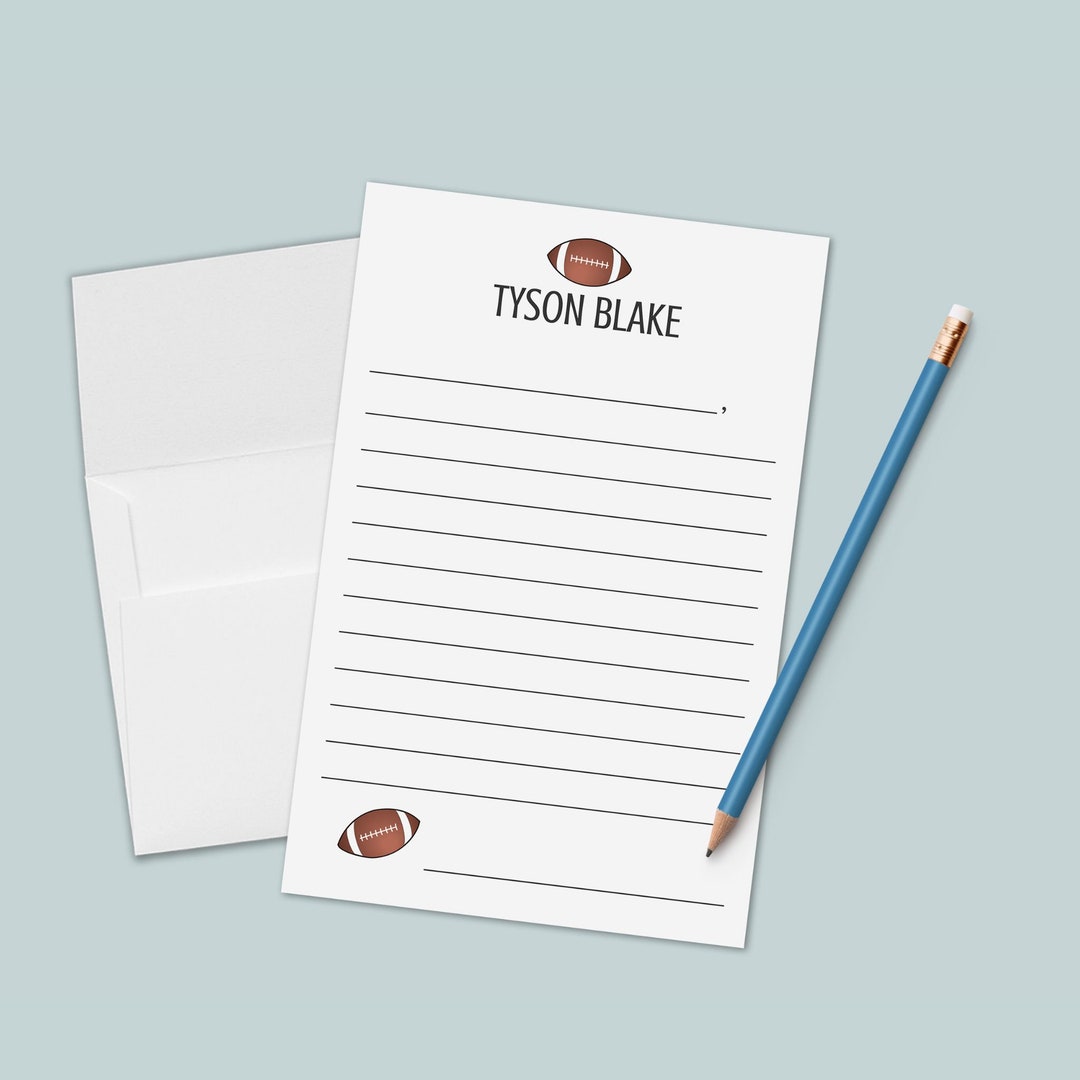 Personalized Lined Letter Writing Paper for Kids | Football Custom ...