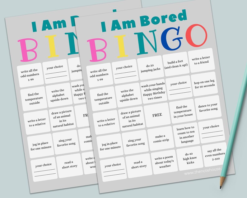 I'm Bored Bingo for Kids: Printable Educational Game (digital Download ...